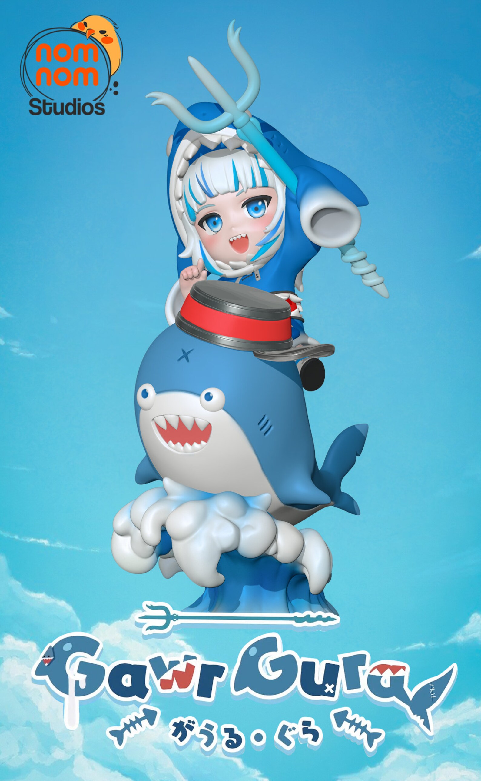 Gawr Gura Chibi Nomnom Figure Resin Printed - Etsy