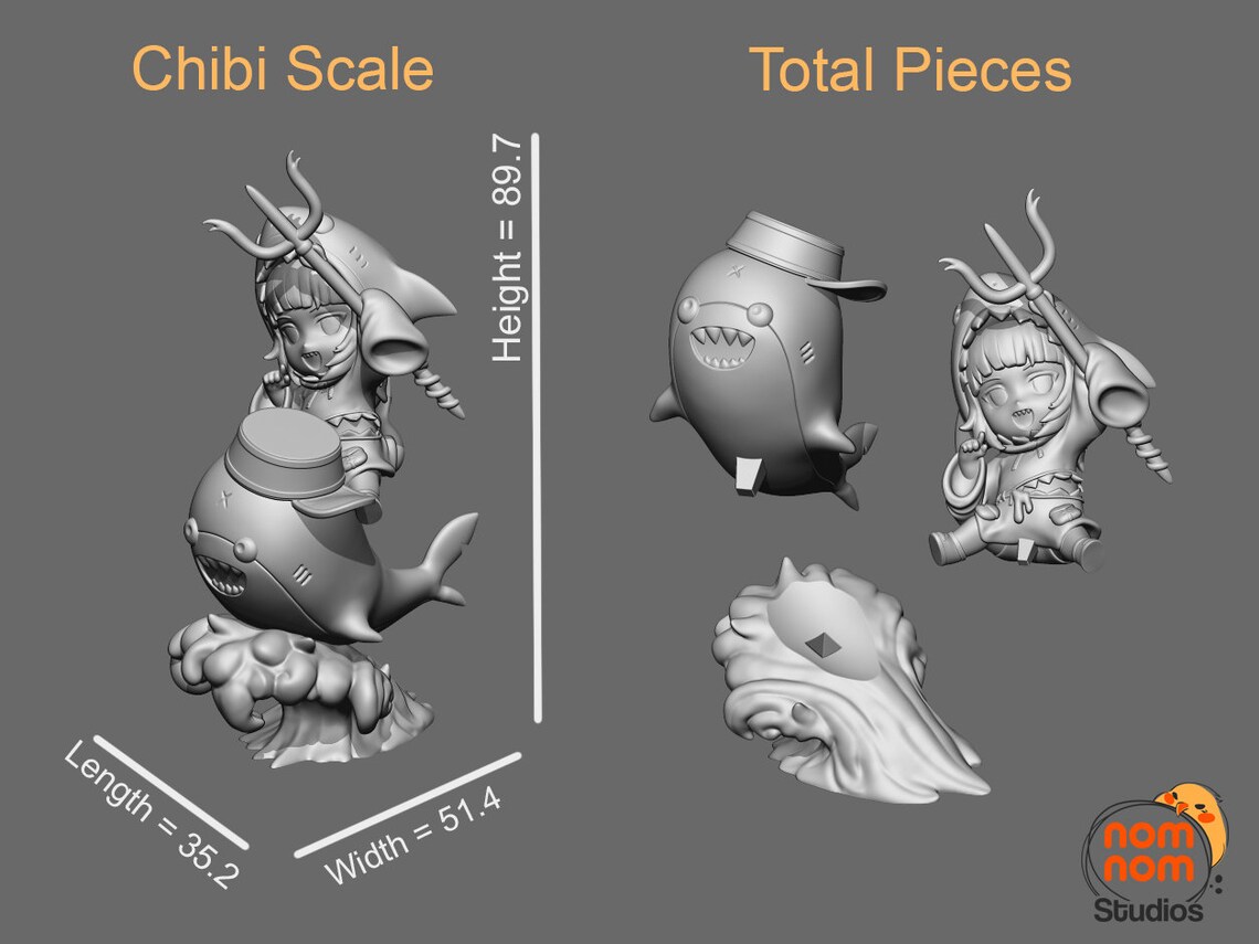 Gawr Gura Chibi Nomnom Figure Resin Printed - Etsy