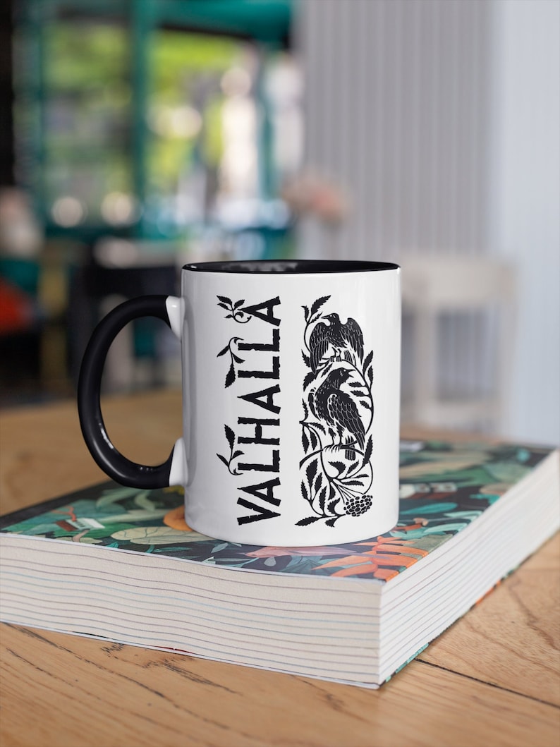 Valhalla Viking Coffee Mug | Odin's Ravens 11oz Coffee Cup | Hugin ...