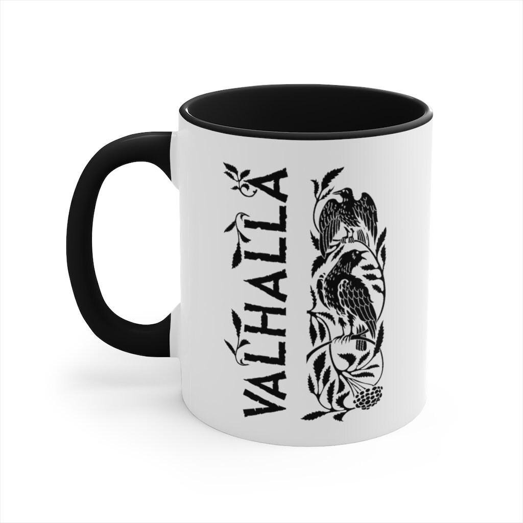 Valhalla Viking Coffee Mug | Odin's Ravens 11oz Coffee Cup | Hugin ...