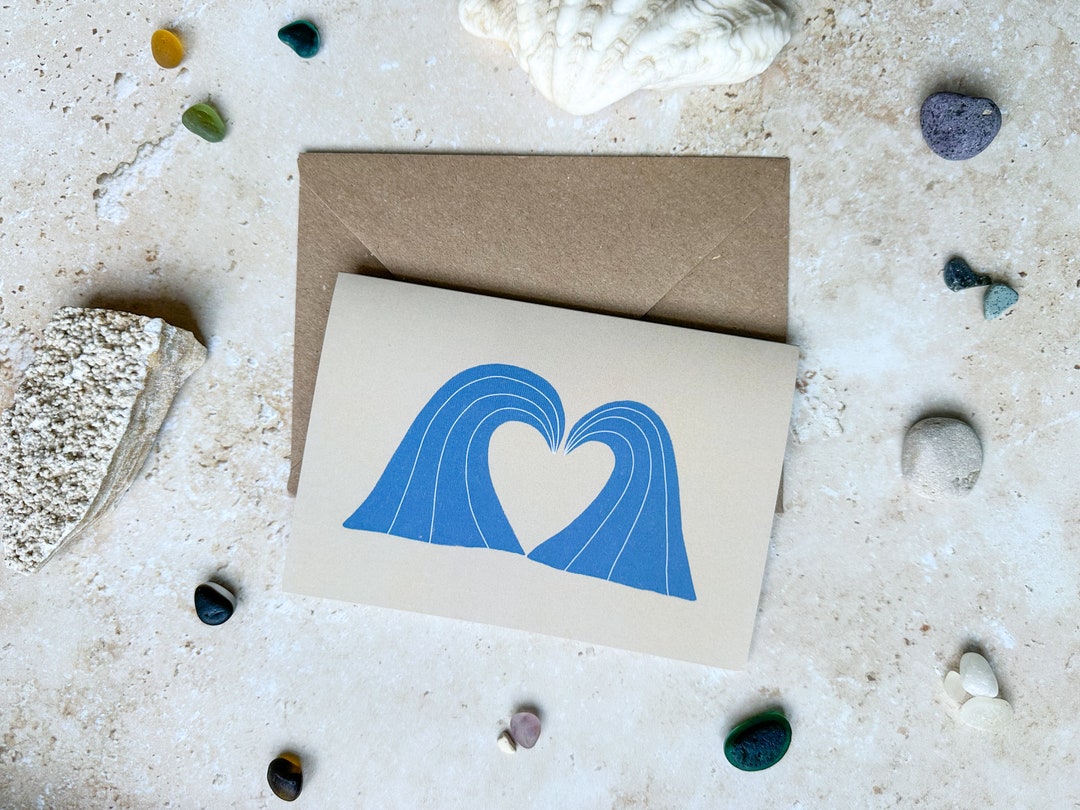 Wave Heart Beach and Ocean-themed Valentine's Day Greeting Card - Etsy