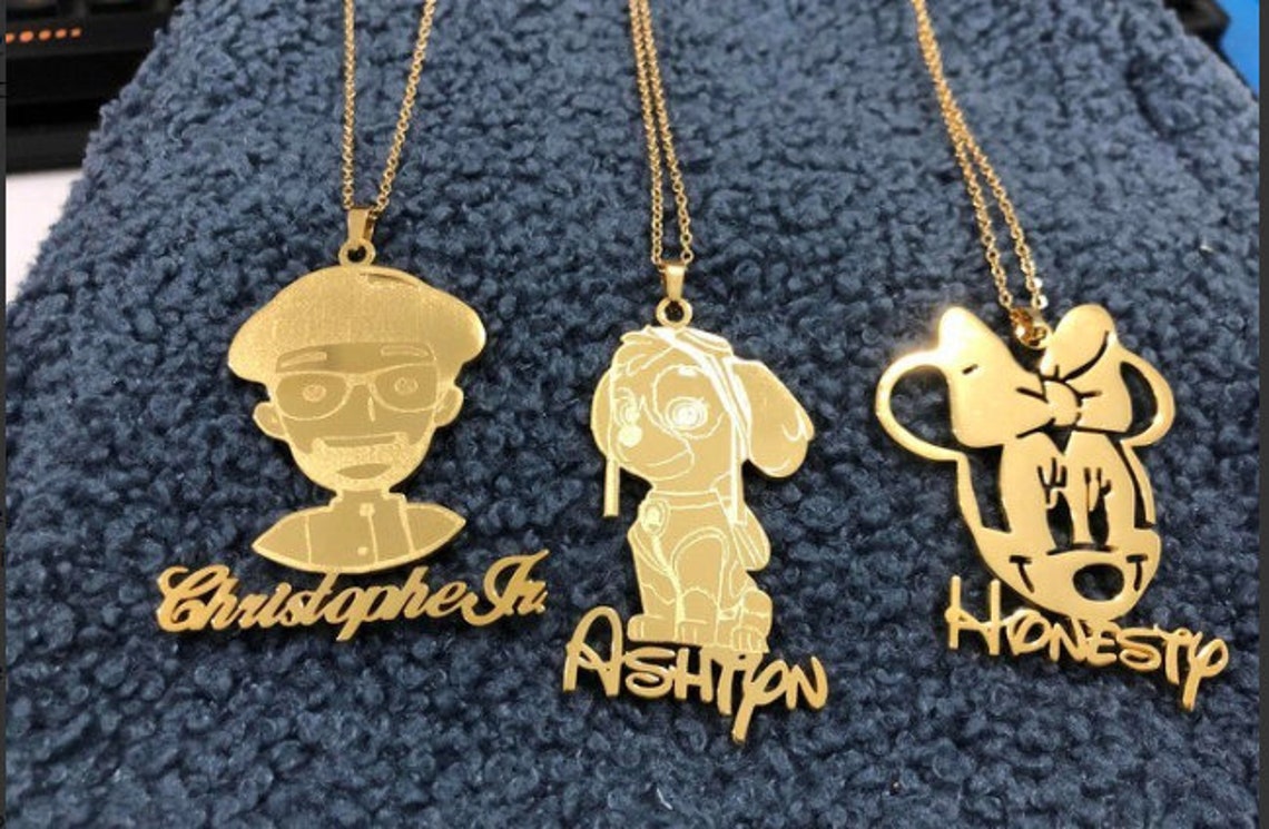 Personalized Name and Cartoon Character Necklaces Pendants - Etsy