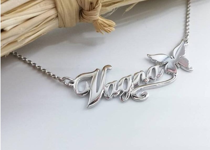 Personalized Butterfly Name Necklace Stainless Steel Charm - Etsy