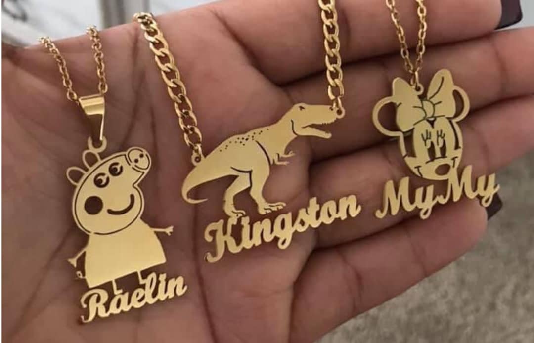 Personalized Name and Cartoon Character Necklaces Pendants Customized ...