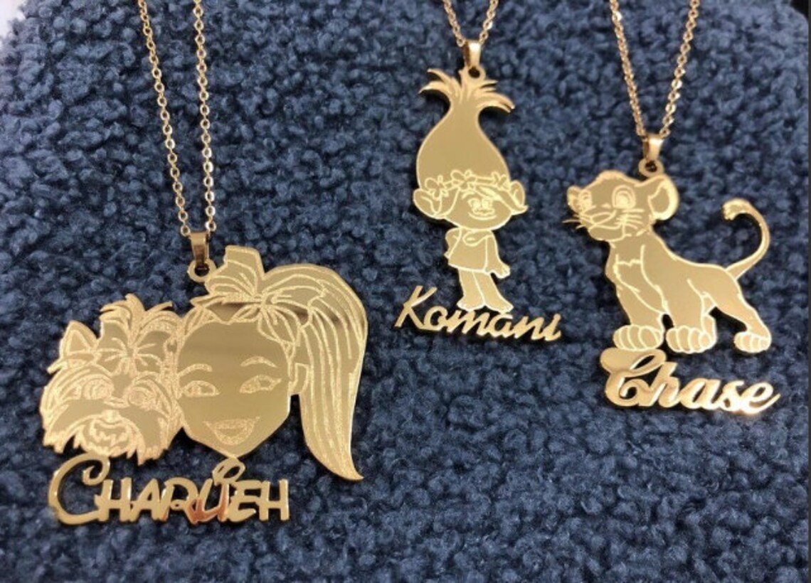 Personalized Name and Cartoon Character Necklaces Pendants - Etsy