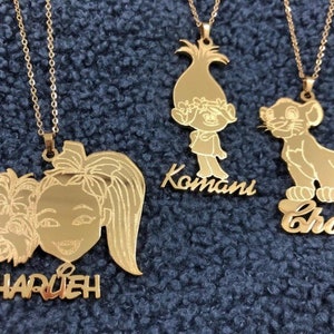 Personalized Name and Cartoon Character Necklaces Pendants Customized ...