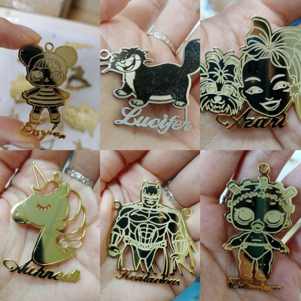 Personalized Name and Cartoon Character Necklaces Pendants - Etsy