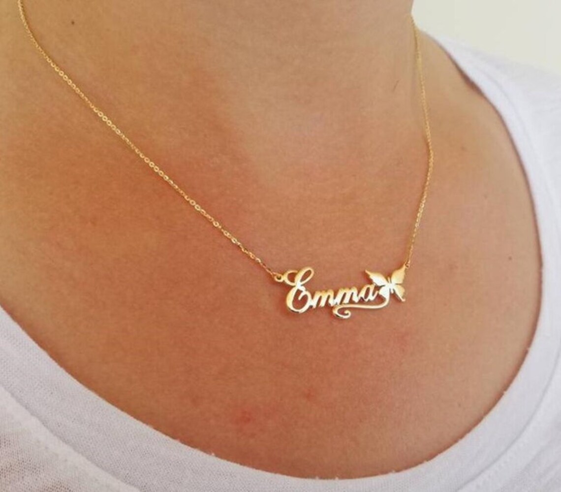 Personalized Butterfly Name Necklace Stainless Steel Charm - Etsy