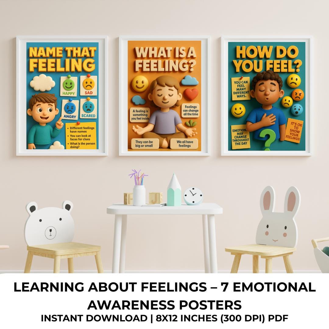 Learning About Feelings Printable Posters – 7 Emotional Awareness ...