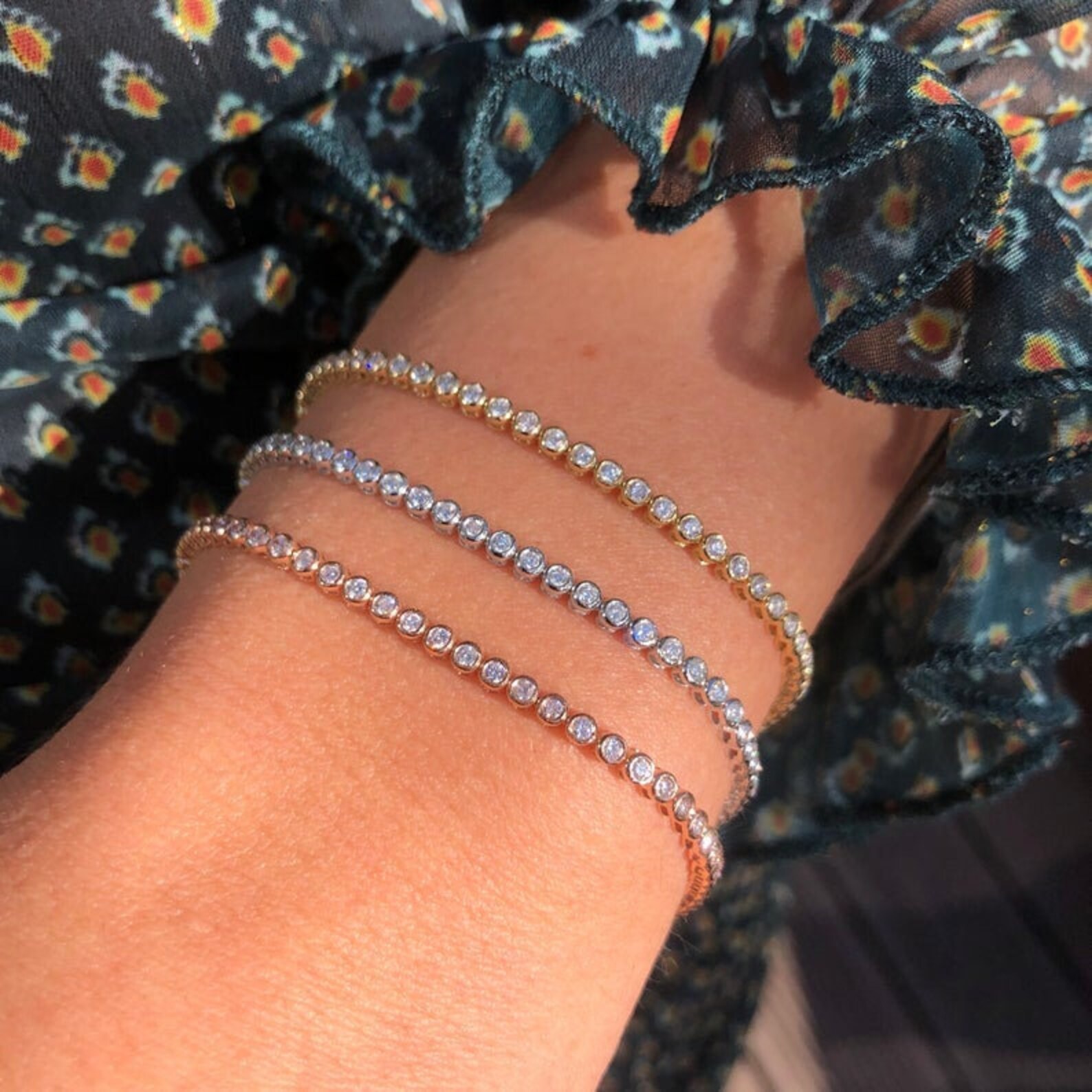 14k Diamond Tennis Bracelet Moissanite Dainty Bracelet Etsy
