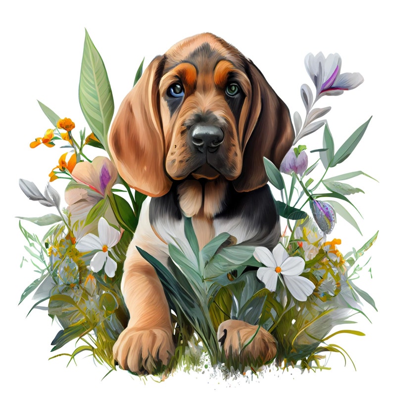 Bloodhound Puppy Digital Watercolor Clipart, Bloodhound Breed Printable ...