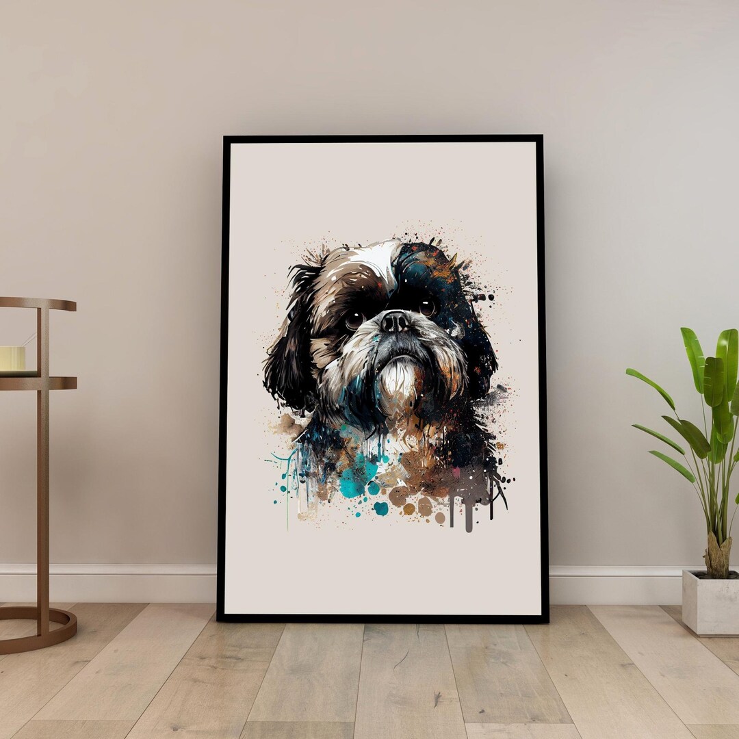 Shih Tzu Digital Portrait Art Instant Download Wall Print 5 Sizes Dog ...