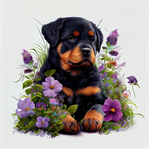 Rottweiler Puppy Digital Watercolor Clipart Bundle – 15 High-res Jpgs ...