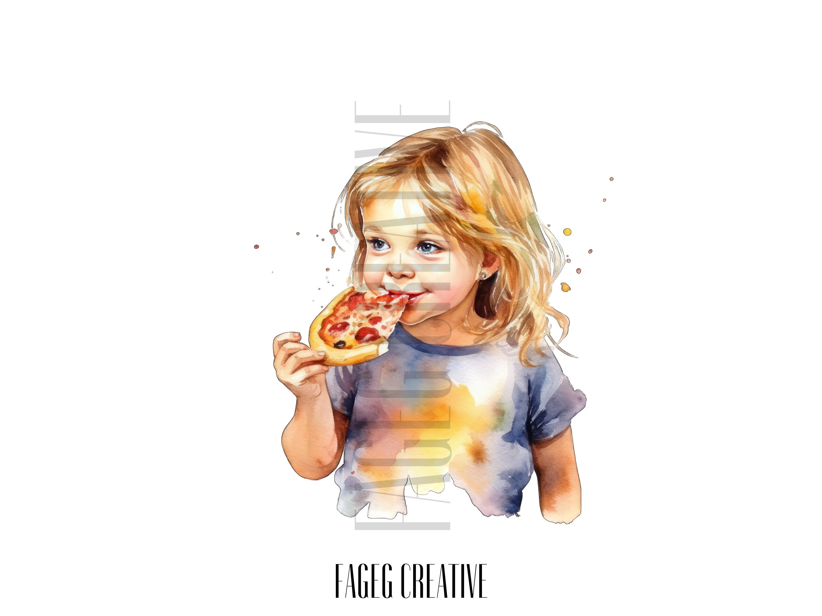 Delicious Pizza Girl Clipart Handmade Foodie Art Cute - Etsy