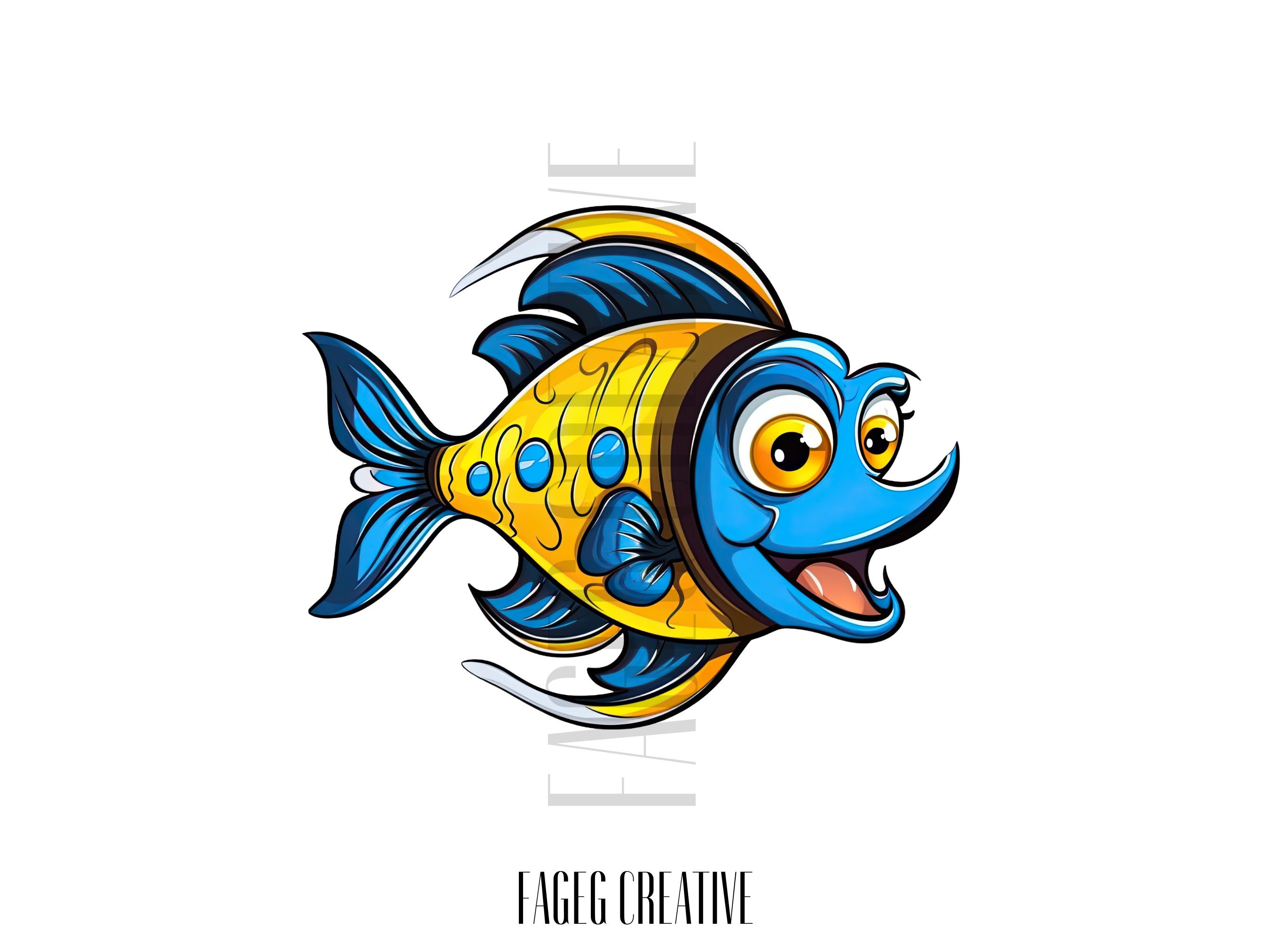 Cartoon Fish Clipart Set: Whimsical Ocean Illustrations, Digital Art ...
