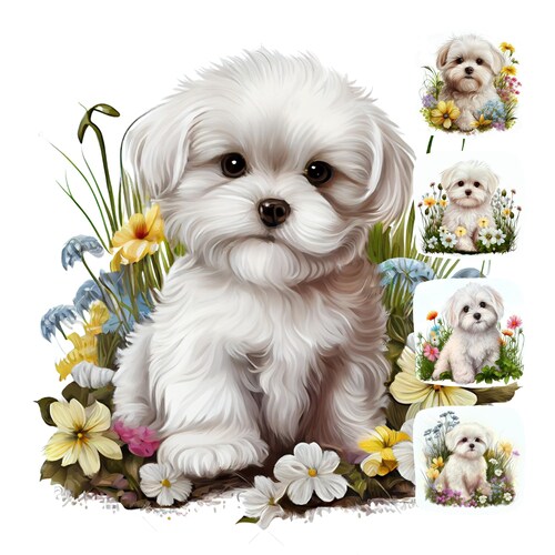 Maltese Puppy Digital Watercolor Clipart Maltese Breed - Etsy