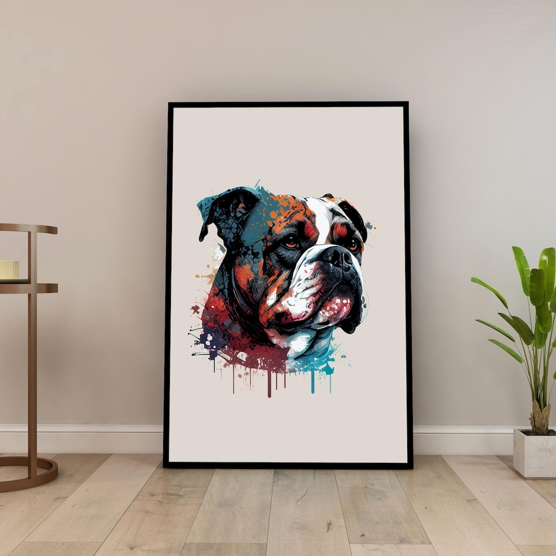 Bulldog Breed Portrait Digital Art Download 5 Sizes PNG Wall Decor ...