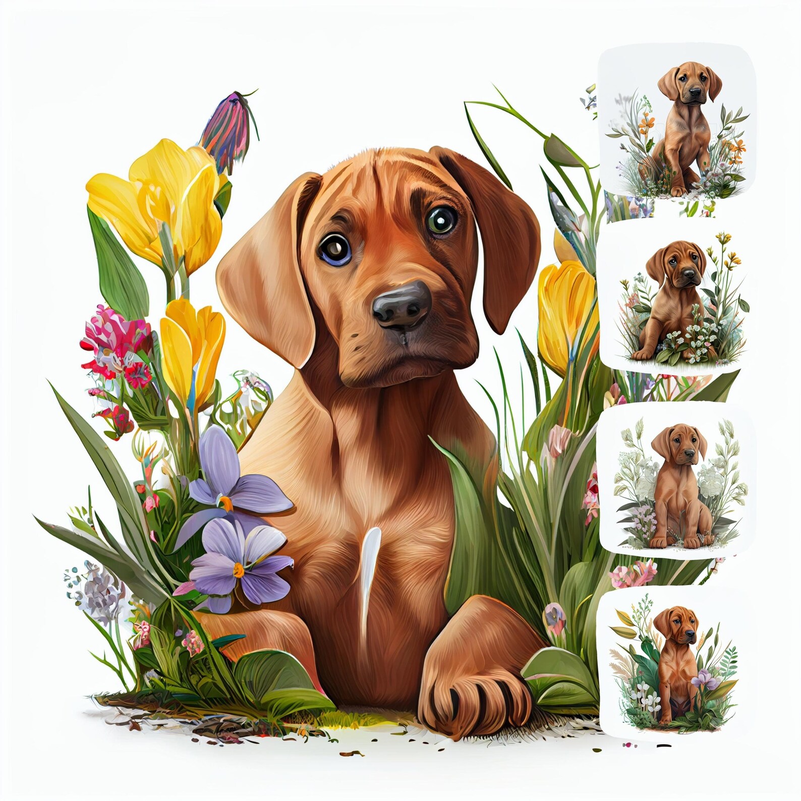 Unique Watercolor Rhodesian Ridgeback Puppy Graphics 18 High-quality ...