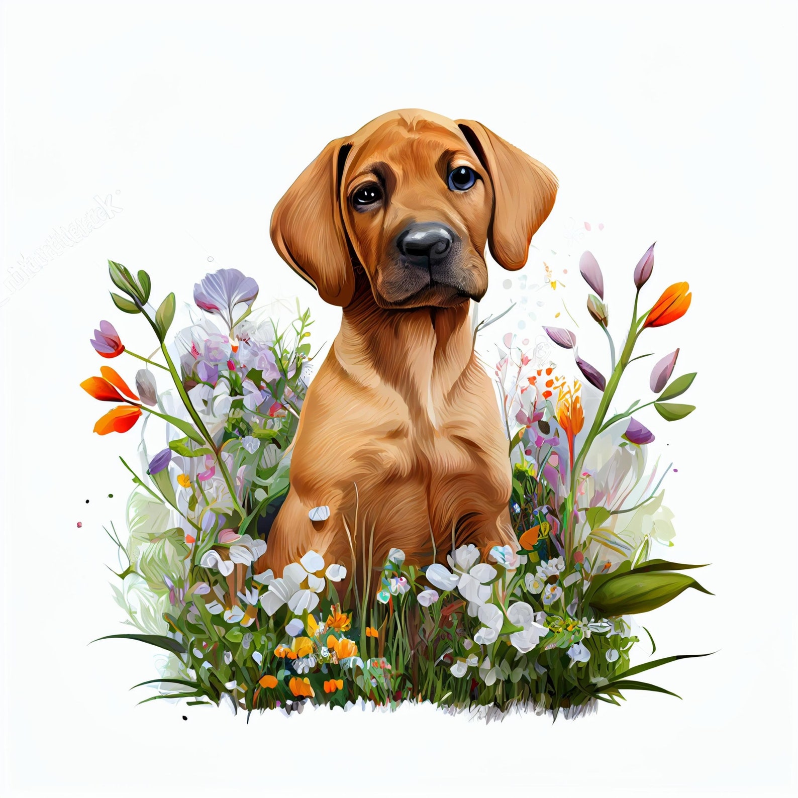 Unique Watercolor Rhodesian Ridgeback Puppy Graphics 18 High-quality ...