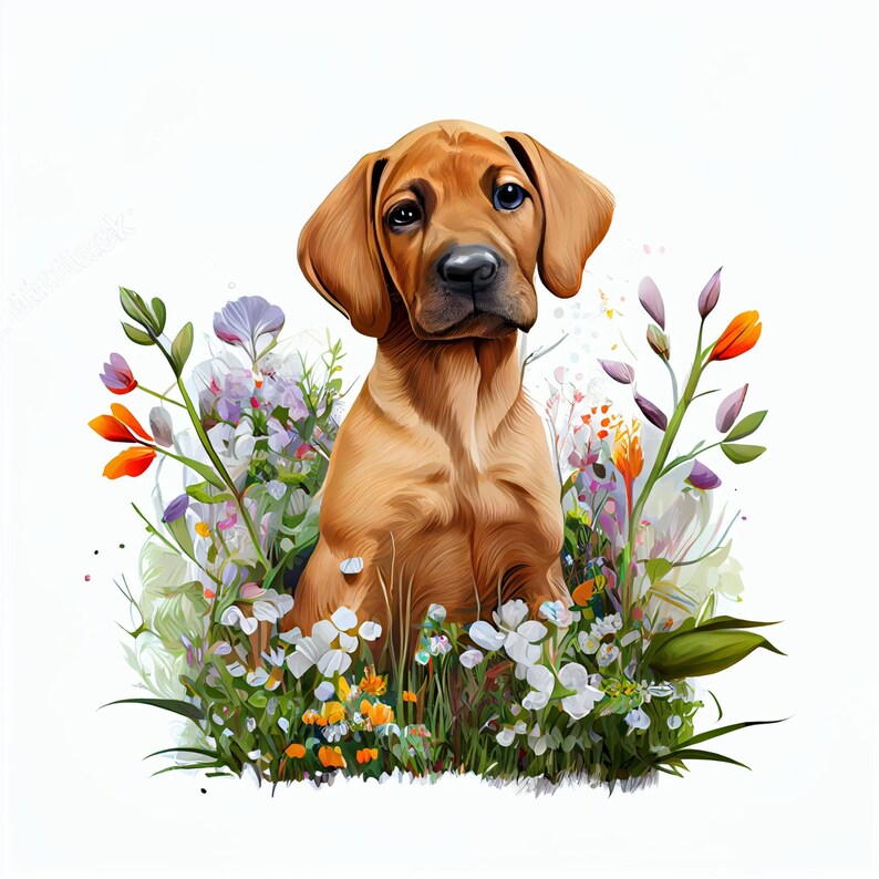 Unique Watercolor Rhodesian Ridgeback Puppy Graphics 18 High-quality ...