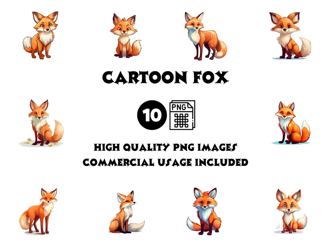 Adorable Fox Clip Art - Handmade Digital Download, Playful Fox ...