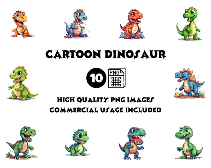 Dinosaur Clipart Set. Cute Dinosaurs Clipart Bundle for Personal ...
