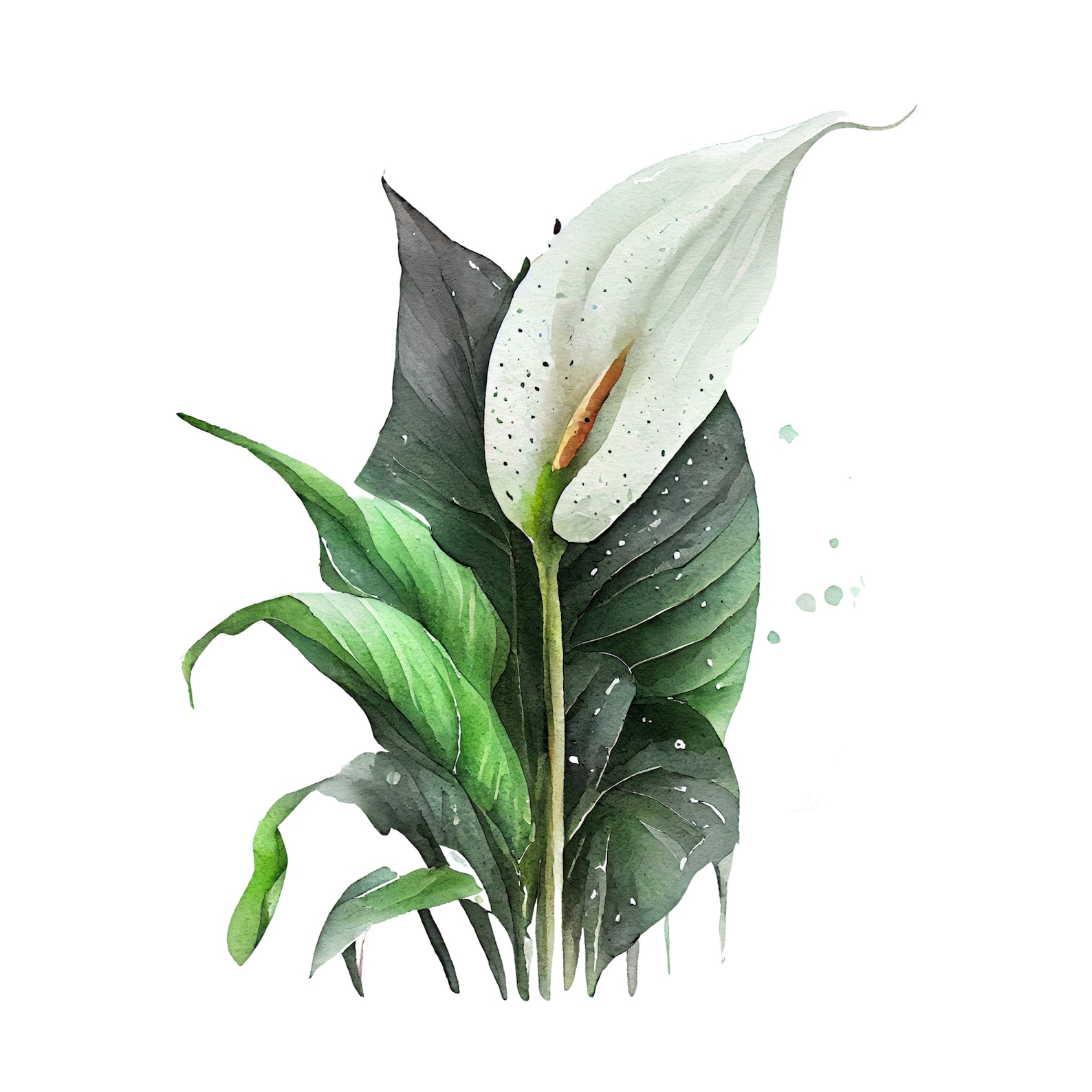 Peace Lily Flower Digital Watercolor Clipart, Peace Lily Flower ...