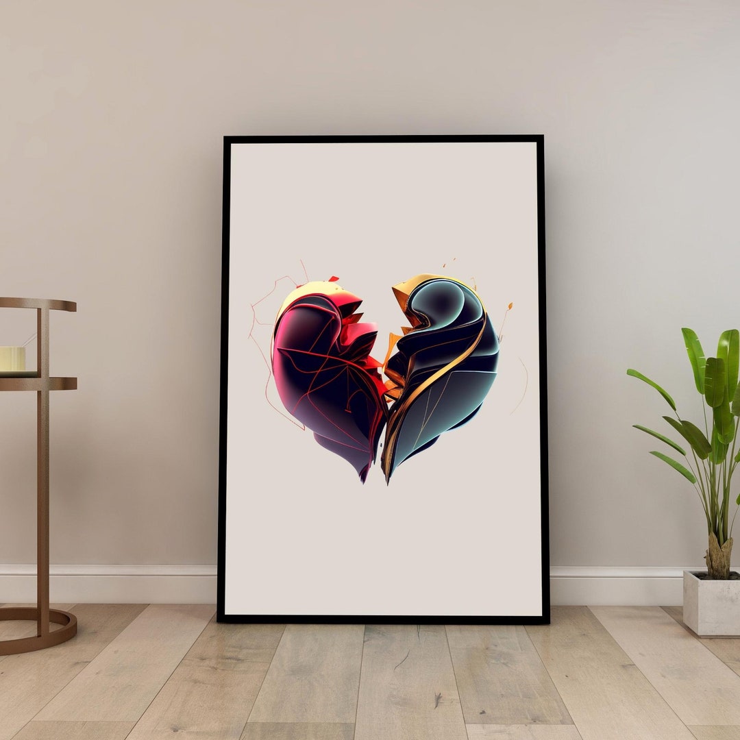 Beating as One Two Hearts Print – 5 Aspect Ratios PNG Romantic Wall Art ...