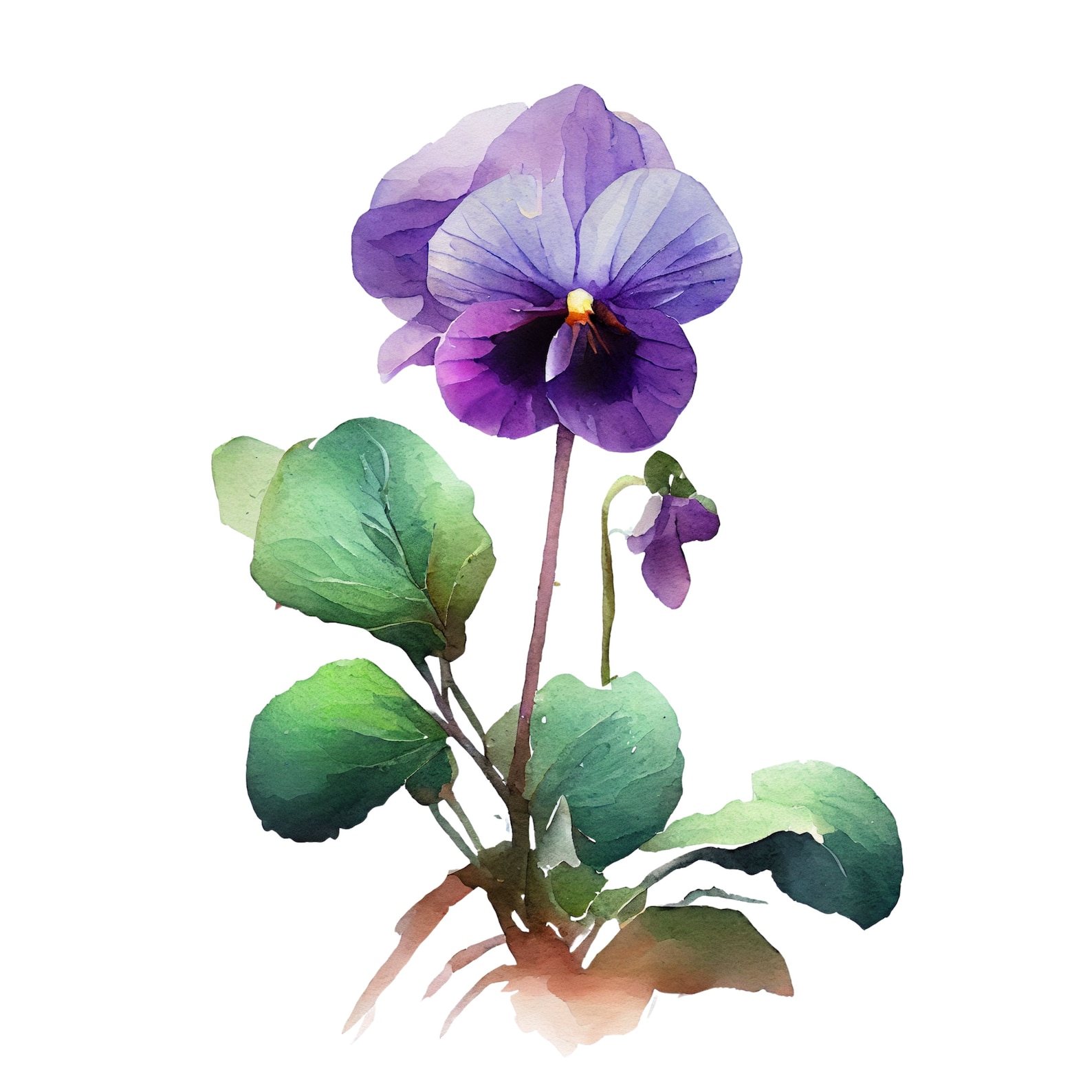 Violets Flower Digital Watercolor Clipart, Violets Flower Printable ...