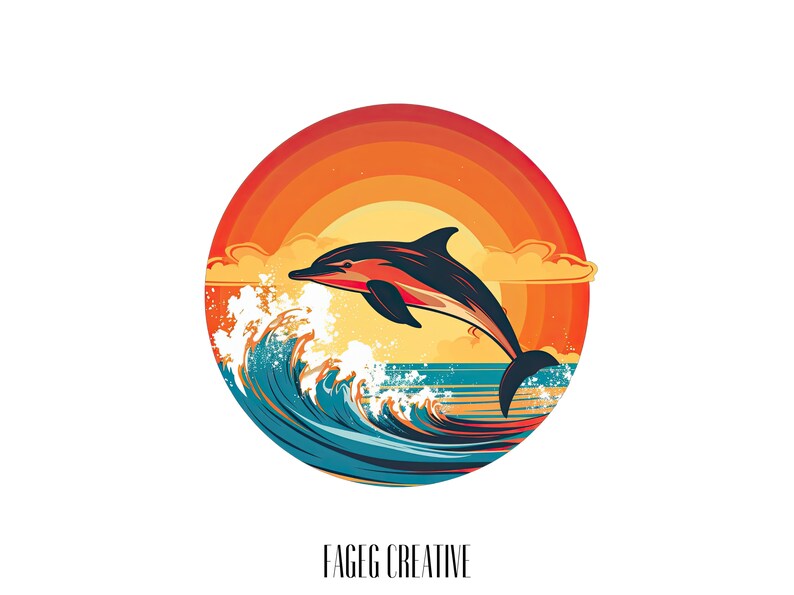 Sunset Dolphin Clipart Bundle – 10 High-res PNG Dolphins & Tropical ...