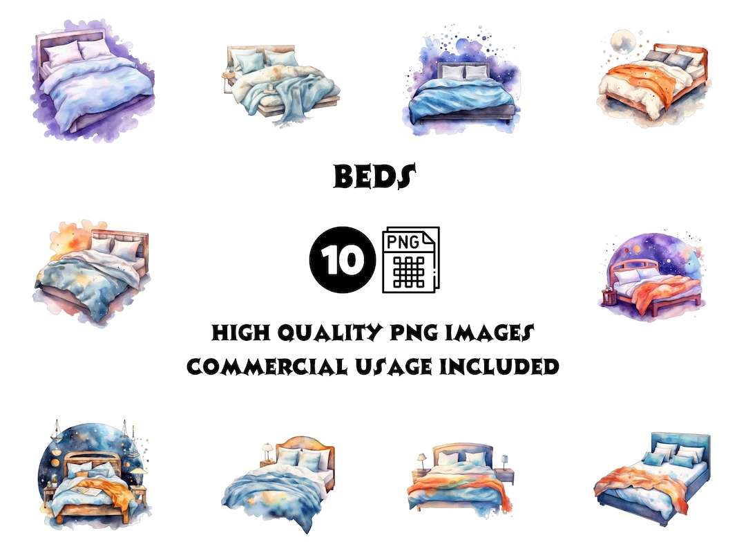 Create Dreamy Designs With Watercolor Beds Clipart Collection! Add ...