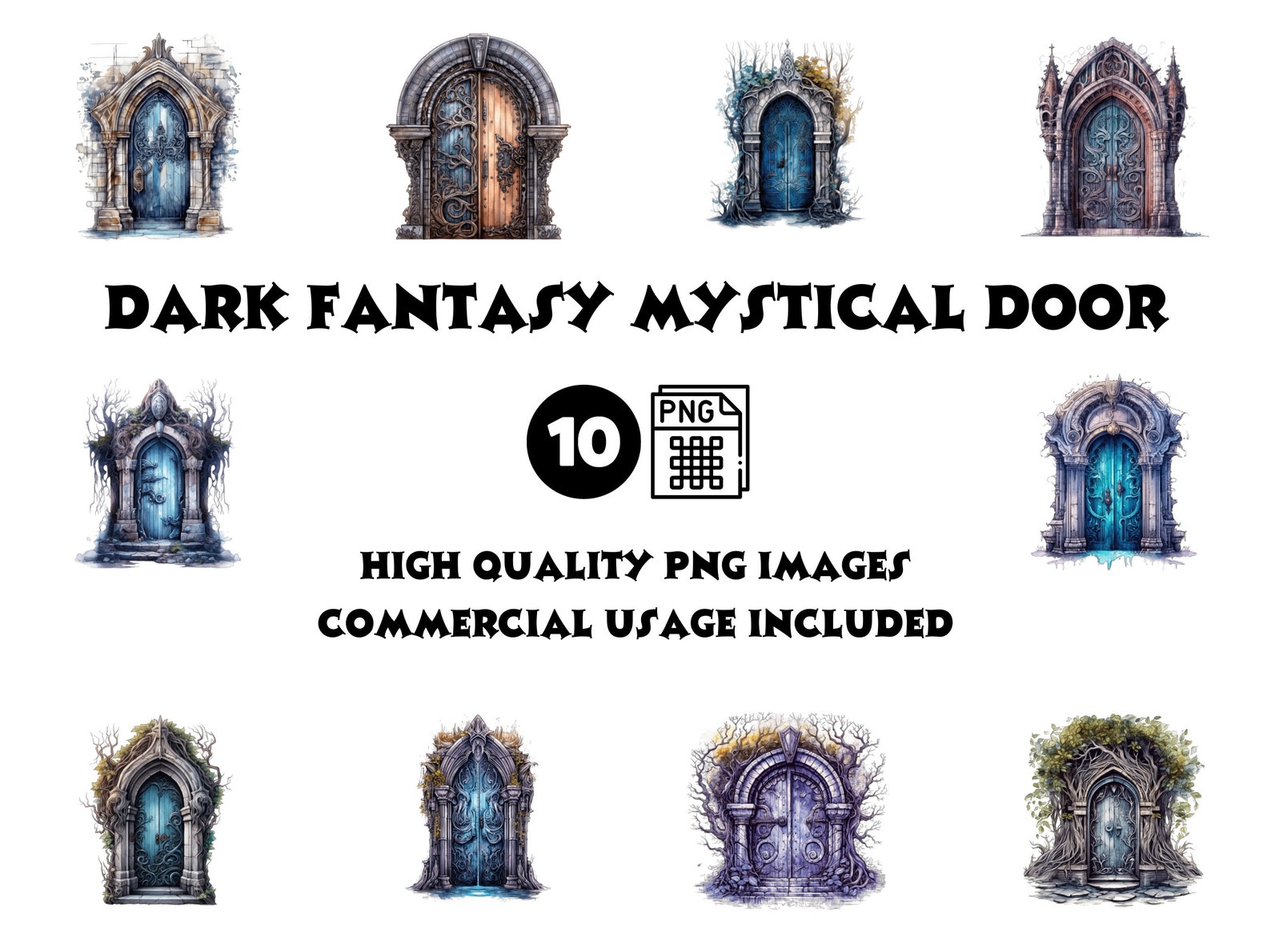 Dark Fantasy Mystical Door | Magical Door Clipart | Fantasy Clipart ...