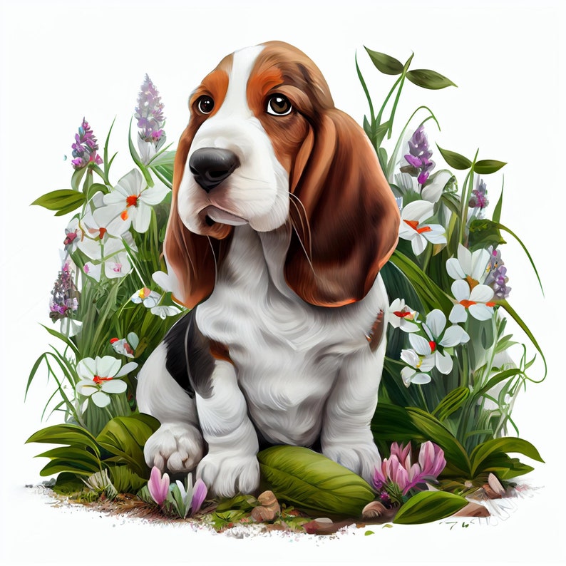 Basset Hound Puppy Digital Watercolor Clipart Basset Hound - Etsy