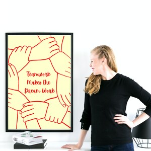 Teamwork Makes the Dream Work Office Wall Art Print Digital Download 5 ...