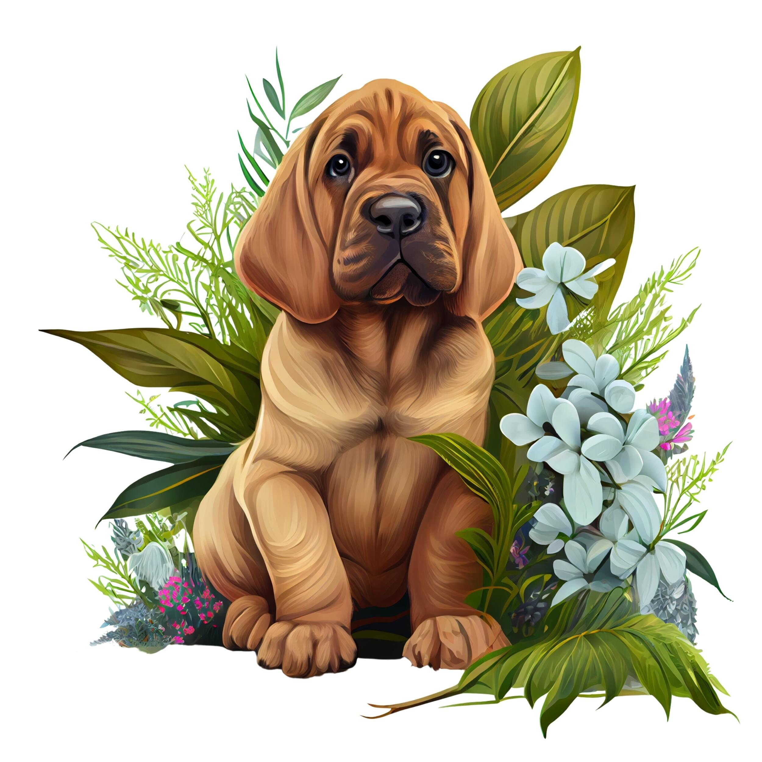 Bloodhound Puppy Digital Watercolor Clipart, Bloodhound Breed Printable ...