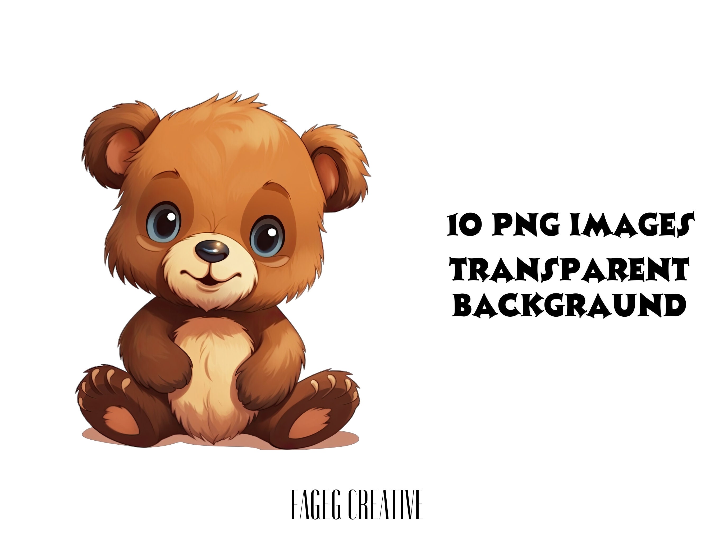 Cute Brown Baby Bear Clipart Collection 10 High-quality PNG Images ...