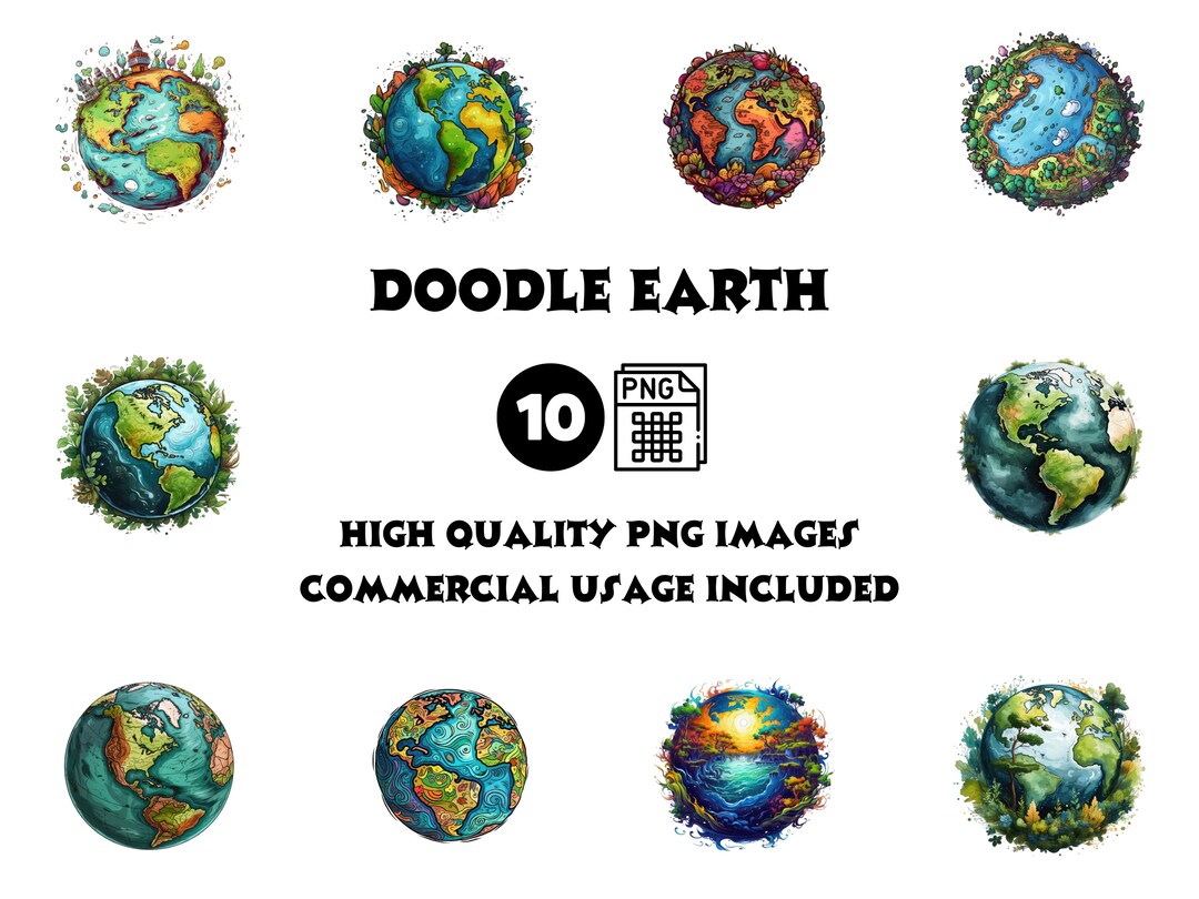 Doodle Earth Clipart Earth Png Earth Day Nature Clipart Earth Art ...