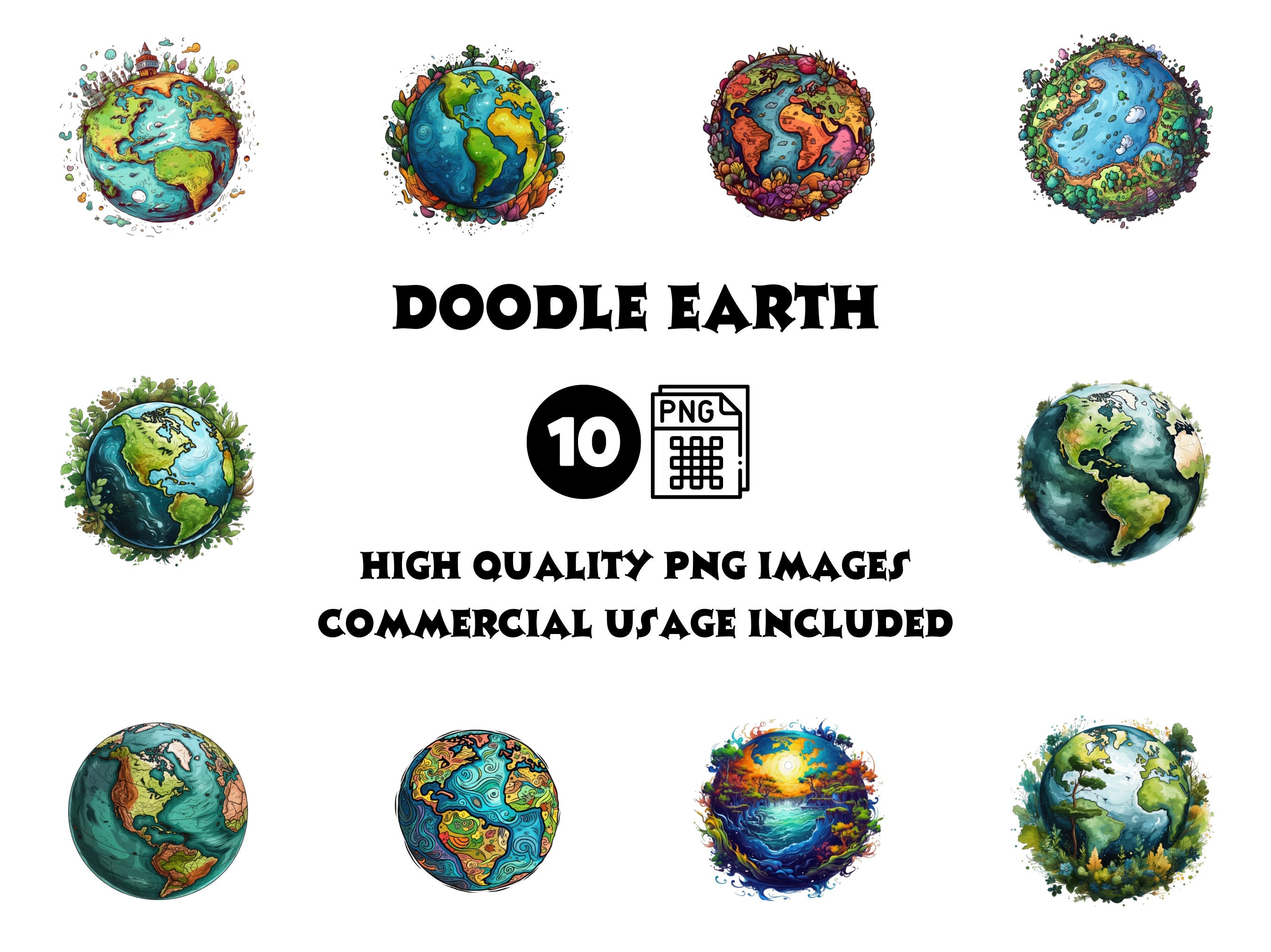 Doodle Earth Clipart Earth Png Earth Day Nature Clipart Earth Art ...