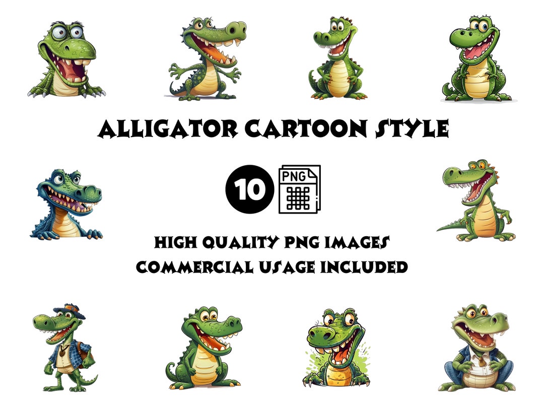 Cartoon Alligator | Gator Png | Alligator Art | Alligator Print ...