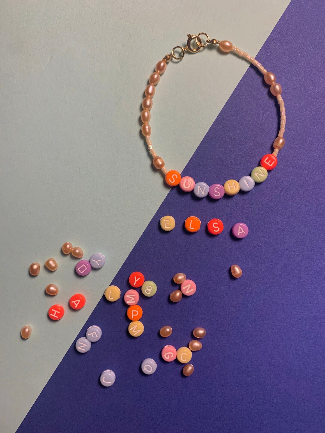 Personalized Bracelet, Letter Beads, Letters, Beads, Gold-plated ...