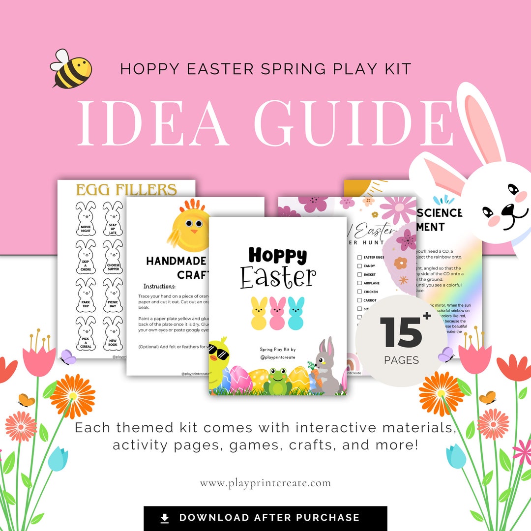 Kids Hoppy Easter Spring Printable Play Kit: Last-minute Bunny Egg ...