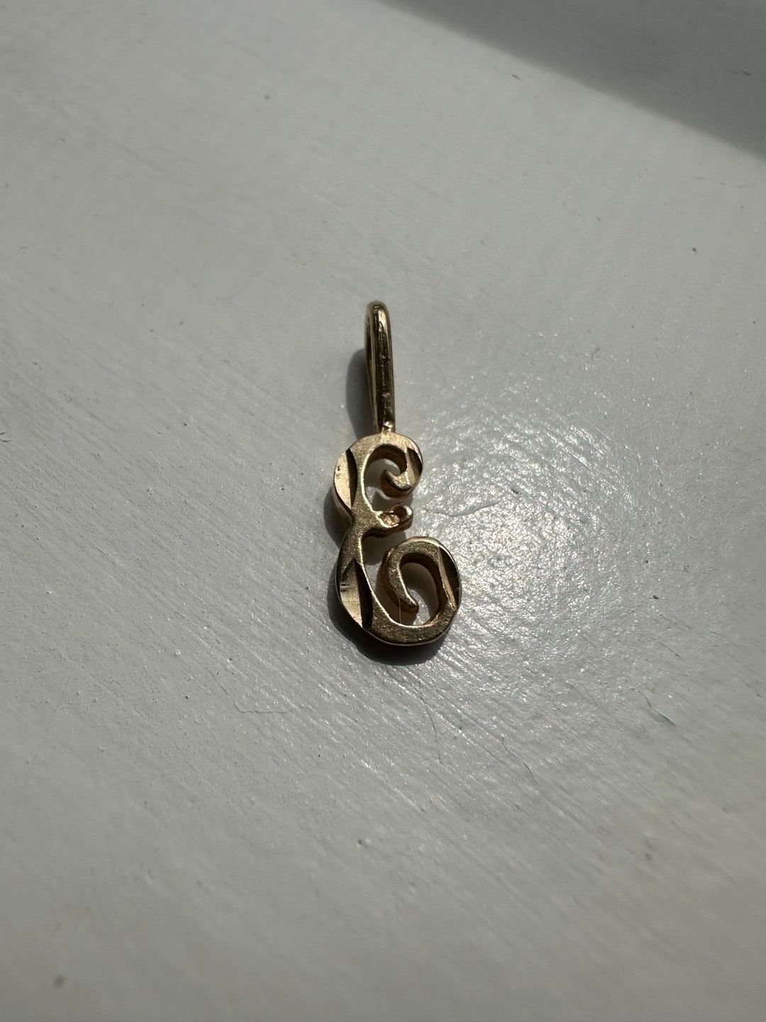 Vintage 14k Yellow Gold Cursive Initial Letter 'E' Pendant Charm - Etsy