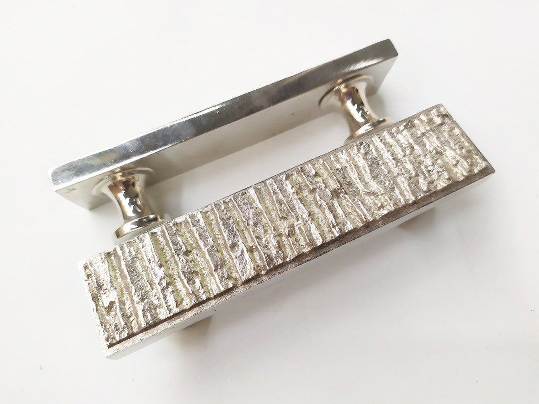 Metal Contemporary Long Bar Pull Wood Burn Texture Cabinet Handle - Etsy