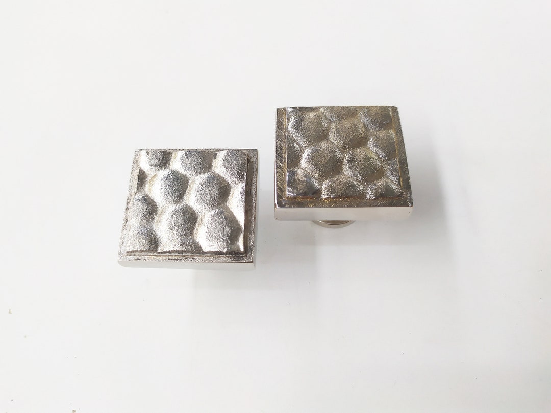 Metal Contemporary Square Knob Snake Skin Texture Cabinet Knob , Set of ...