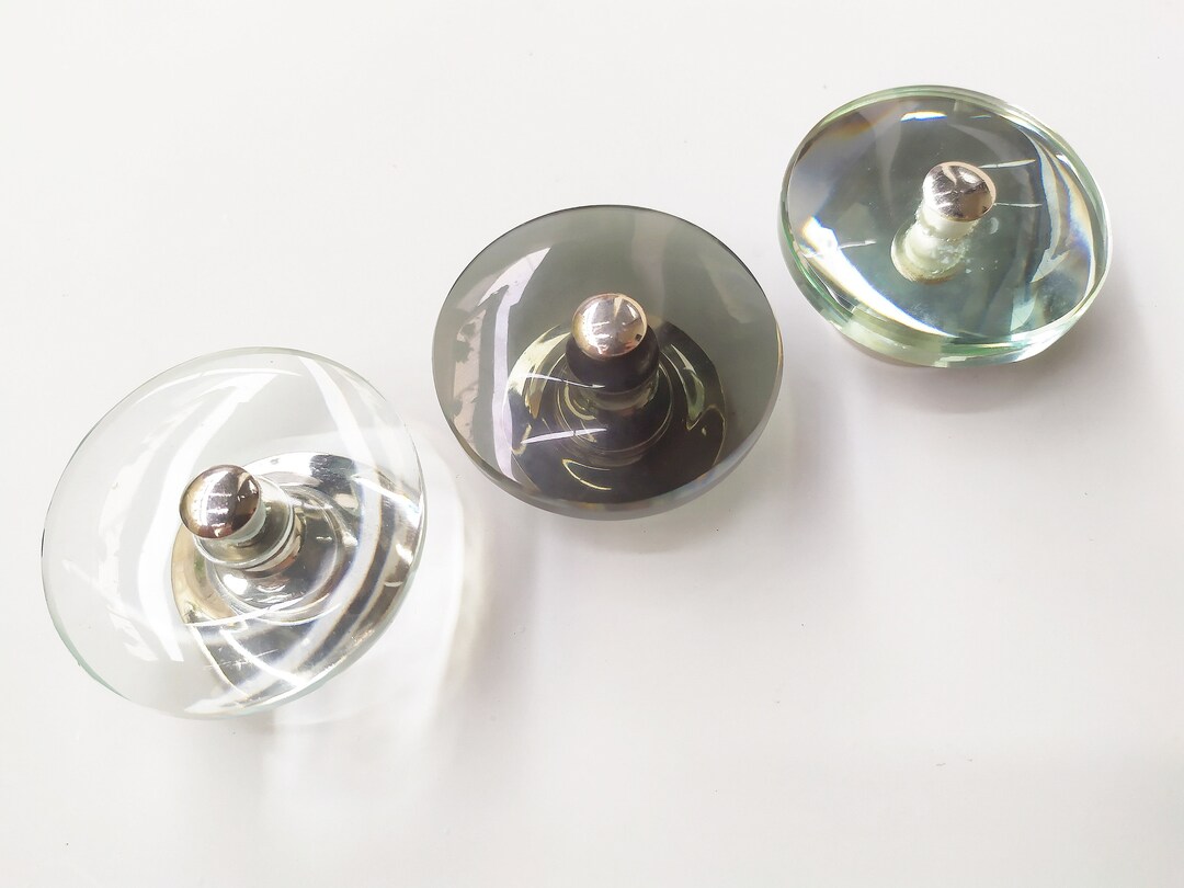 Glass Wide Round Knob - Mirror Cabinet Knob , Set of 2 - Etsy