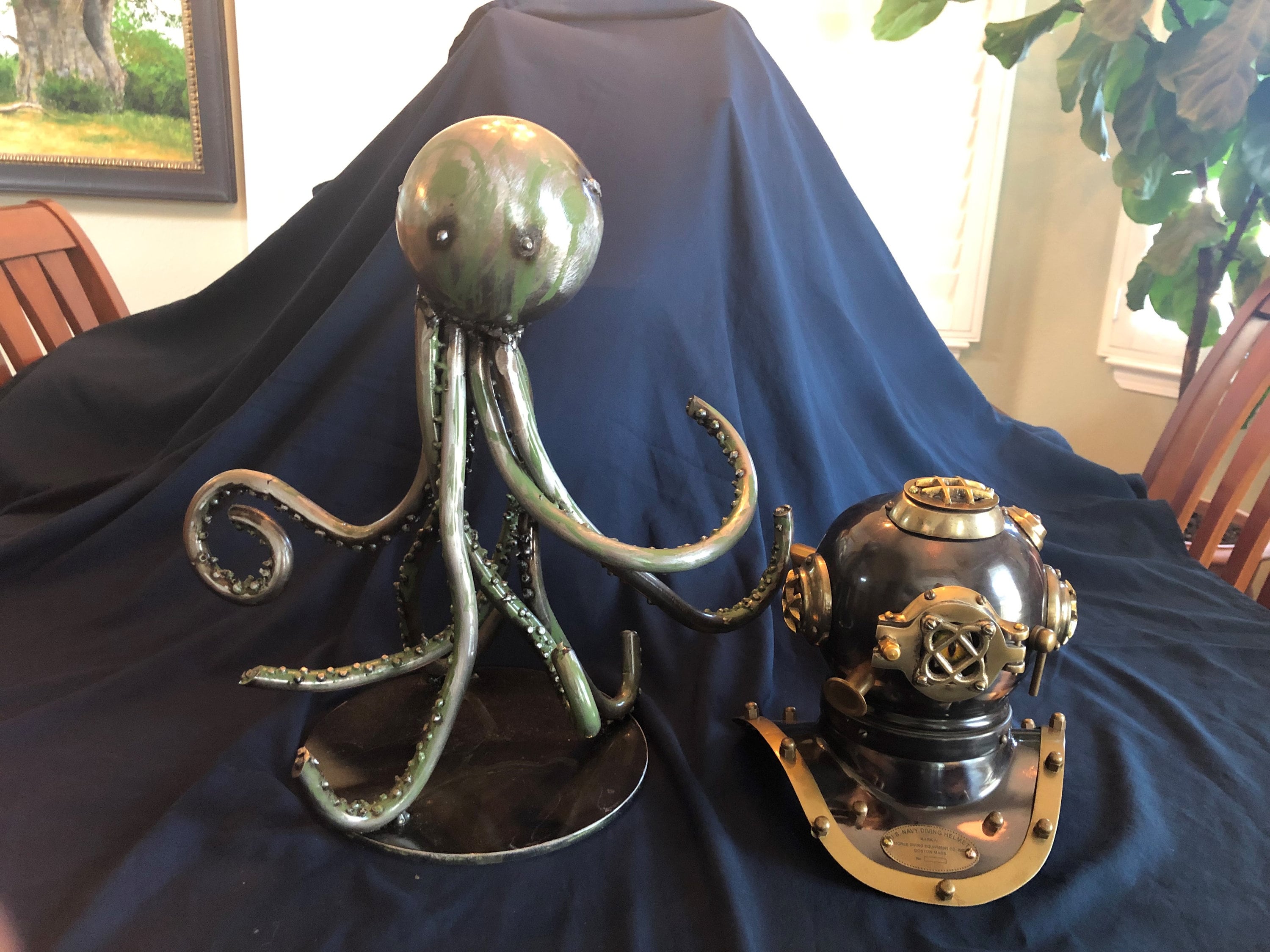 Octopus/ Diving Helmet/ Ocean Art/ Sea Monster/ Tranquil/ - Etsy