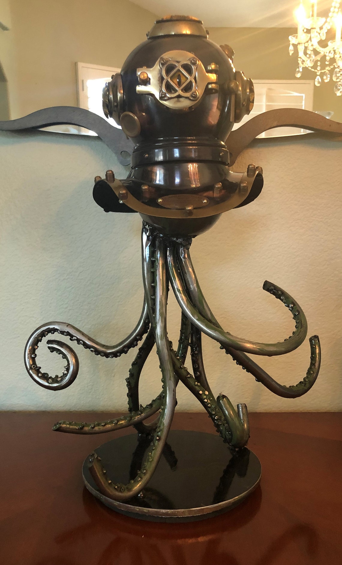 Octopus/ Diving Helmet/ Ocean Art/ Sea Monster/ Tranquil/ - Etsy