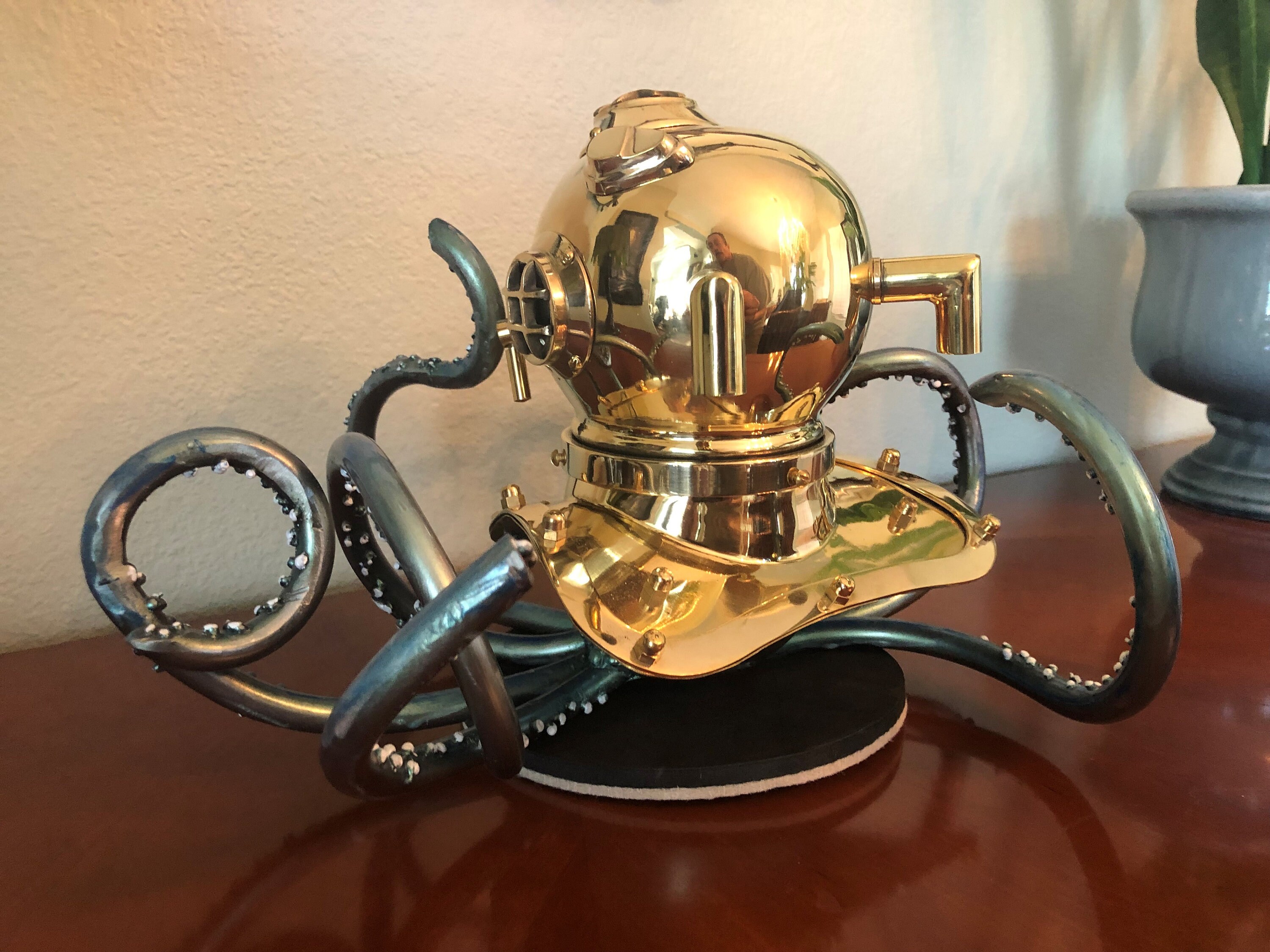 Octopus/ Diving Helmet/ Ocean Art/ Sea Monster/ Tranquil/ Unique ...