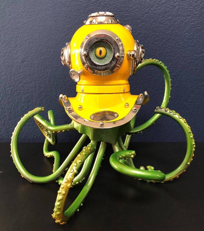 Octopus/ Diving Helmet/ Ocean Art/ Sea Monster/ Tranquil/ Unique ...