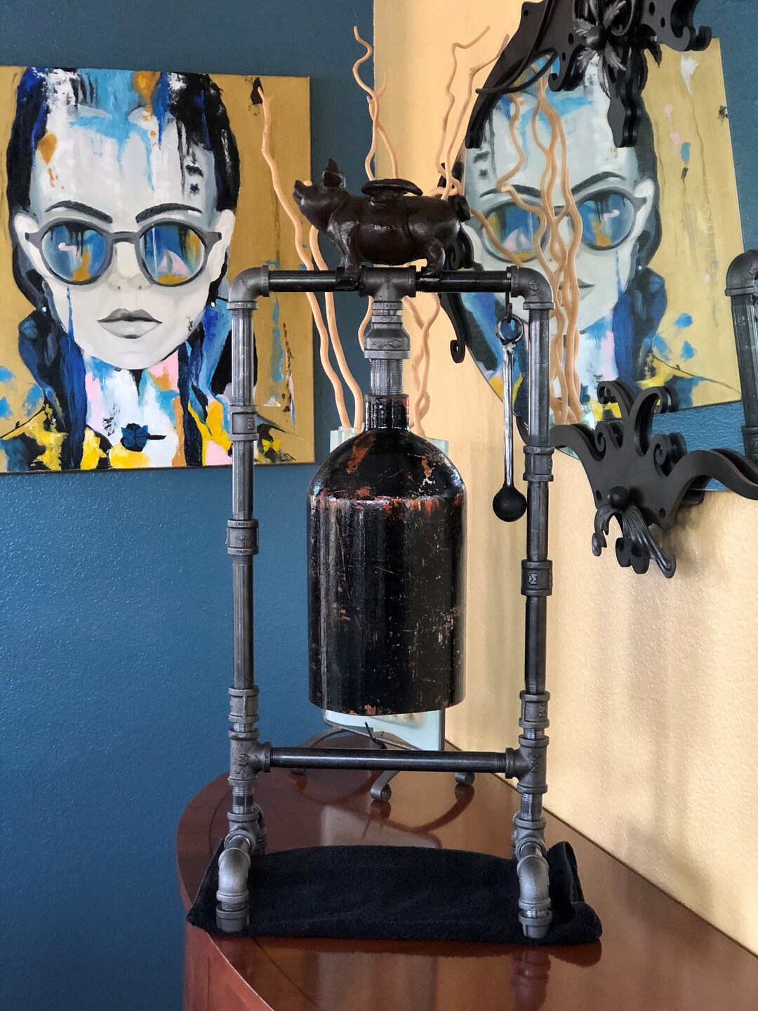 Steel & Glass CO2 Tank Bell Dinner Chime/unique Art/ Repurposed ...